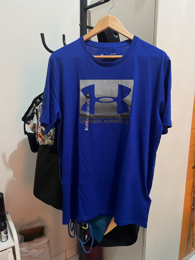 kaos under armour box gradient logo original, Fesyen Pria, Pakaian ...