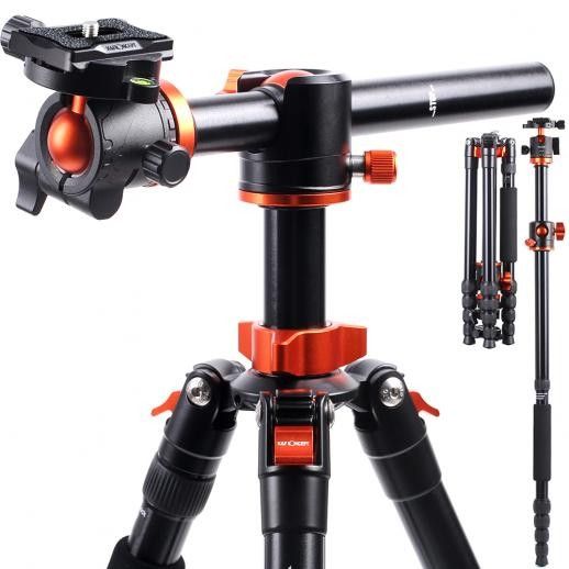 K&F Concept aluminium tripod, with traverse center column, monopod, 1 ...