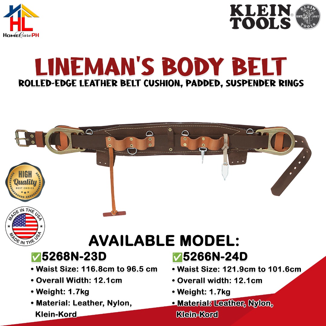 Klein Tools Lineman's Body Belt, Commercial & Industrial, Construction ...