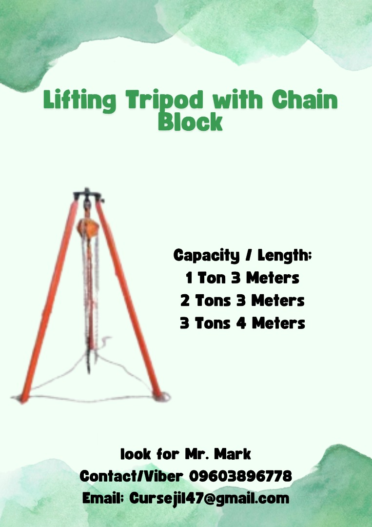 LIFTING TRIPOD WITH CHAIN BLOCK, Commercial & Industrial, Construction ...