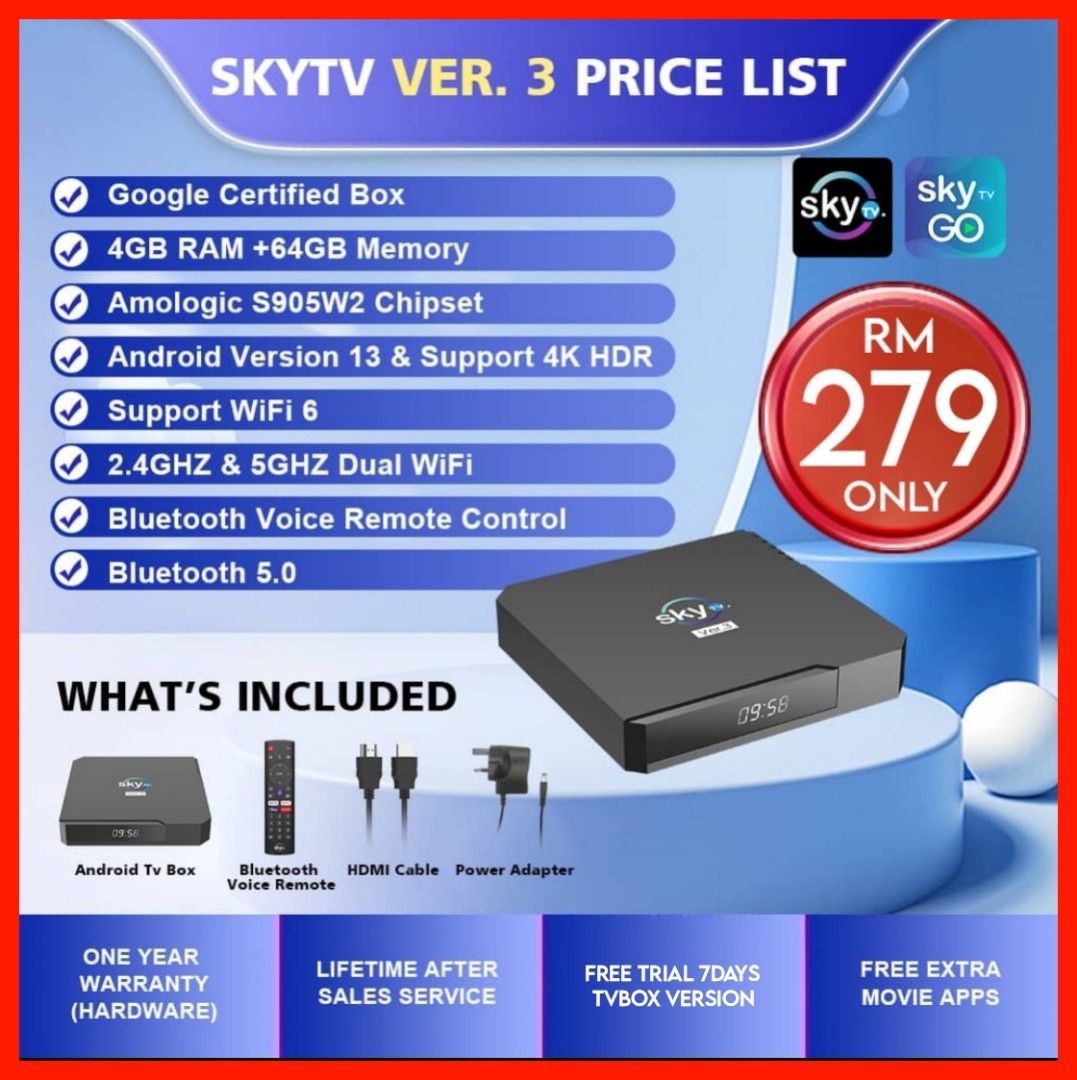 New Arrival Skytv V3 Android TV 4GB 64GB 4K UHD Resolution, TV & Home Appliances, TV ...