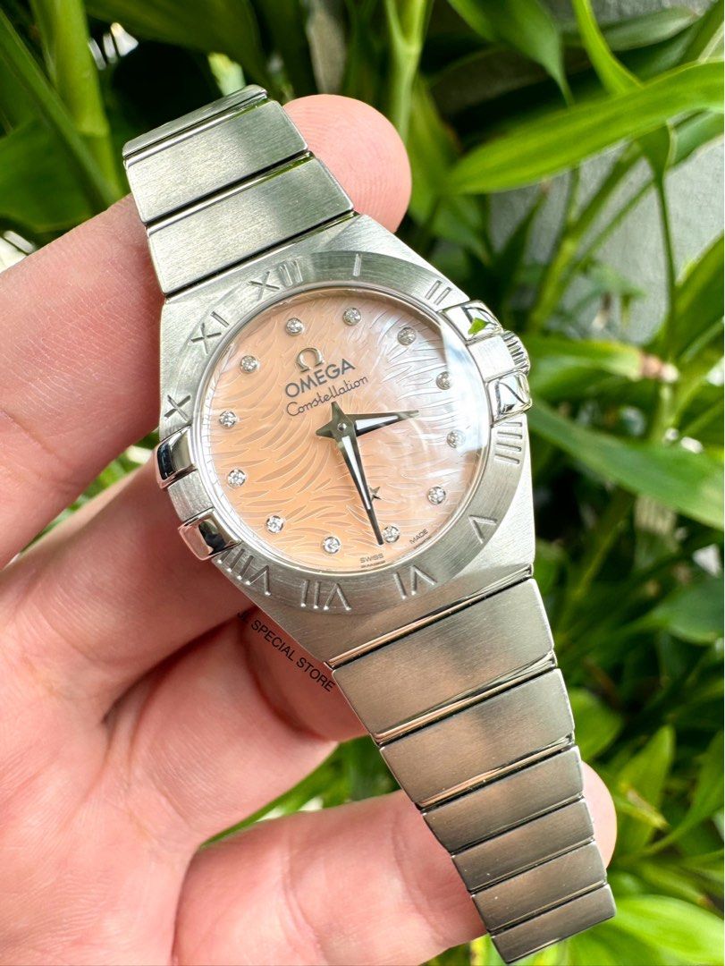 Omega Constellation Salmon Pink Diamond, Luxury, Watches on Carousell