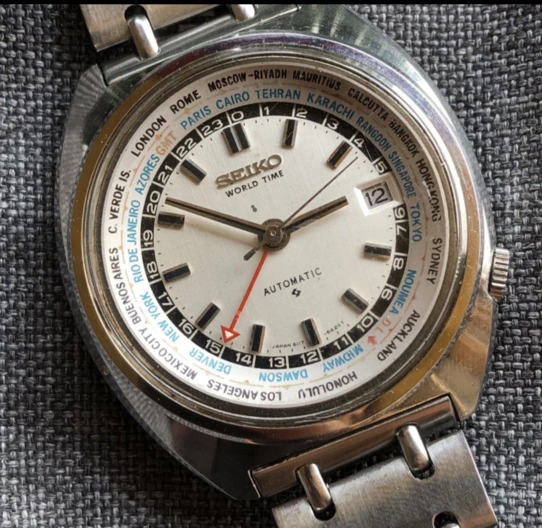 Seiko world timer watch ORI, Fesyen Pria, Jam Tangan di Carousell