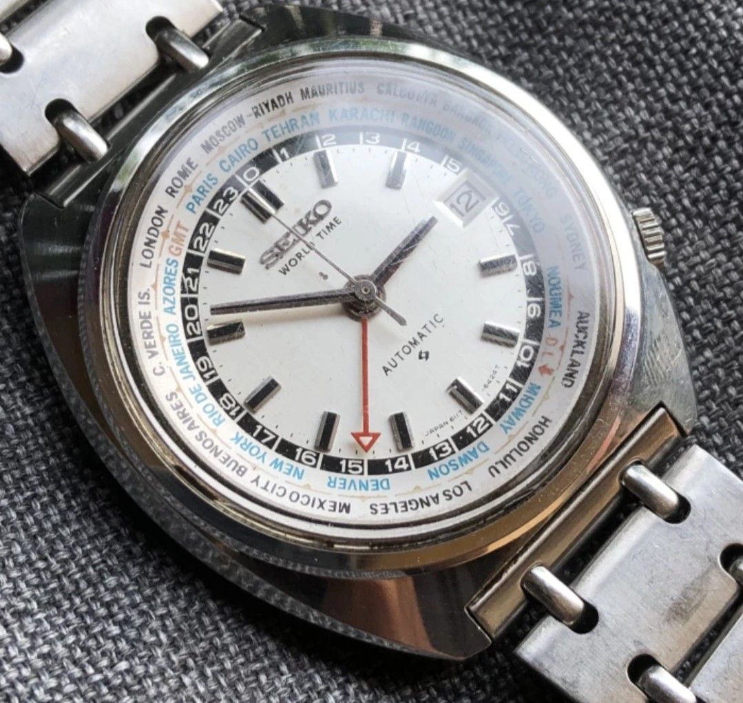 Seiko world timer watch ORI, Fesyen Pria, Jam Tangan di Carousell