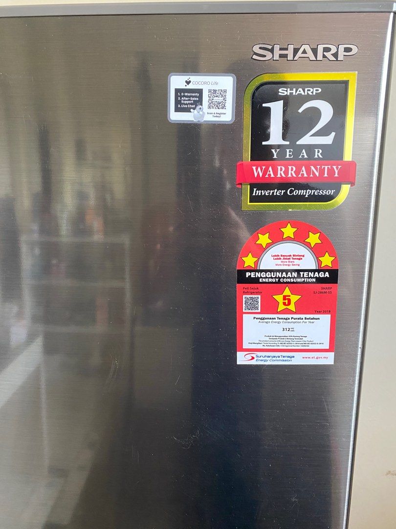 Sharp Fridge 280L Inverter (Waranty until 2028), TV & Home Appliances ...