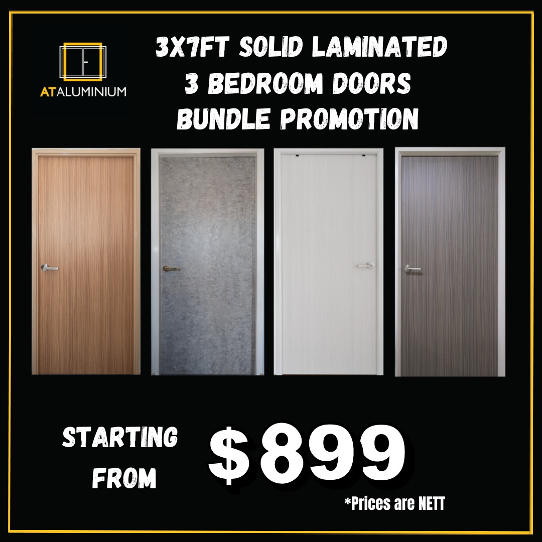 Solid Laminated Bedroom Doors [Bundle of 3], Furniture & Home Living ...
