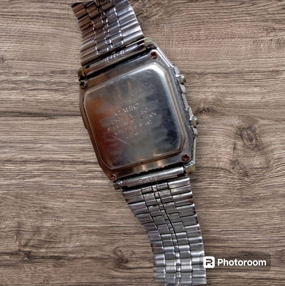 Vintage Rare Casio AL-180 Solar Quartz Stainless steel Watch ORIGINAL ...