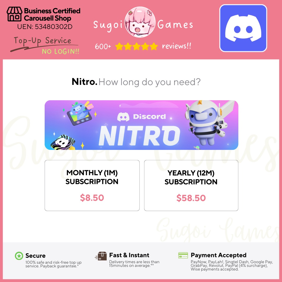 🌸 Discord Top-Up Service | Gift Redemption |, Video Gaming, Gaming ...