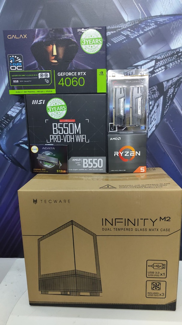 AMD RYZEN 5 5600X Galax RTX 4060 June Holiday Special custom pc ghost ...