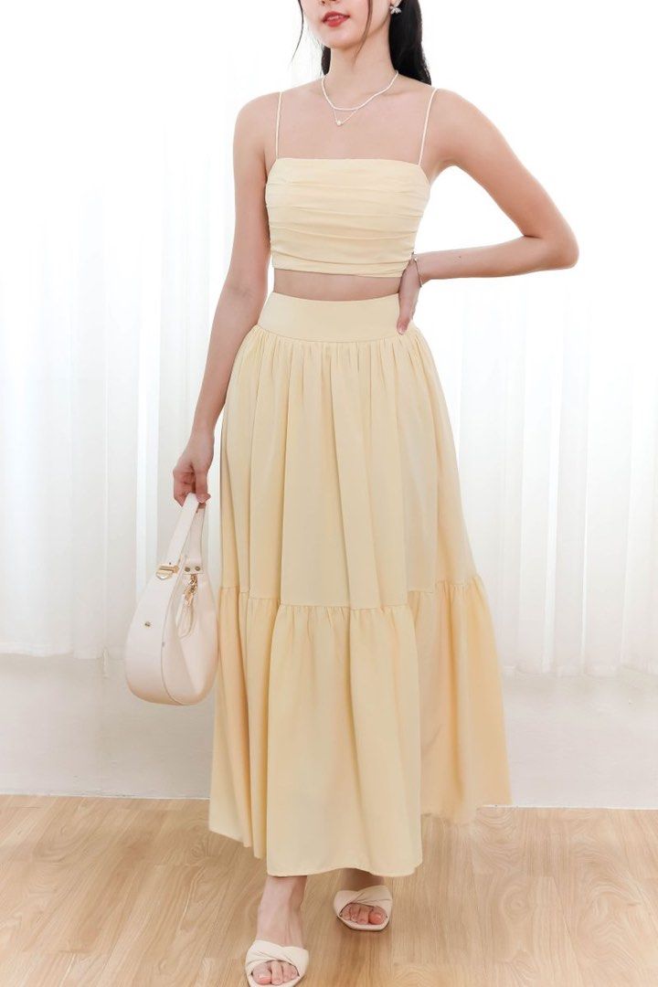 BNWT Tilly Tiered Co-Ord Set Petite V2 In Pastel Yellow, Women's Fashion, Dresses & Sets, Sets ...