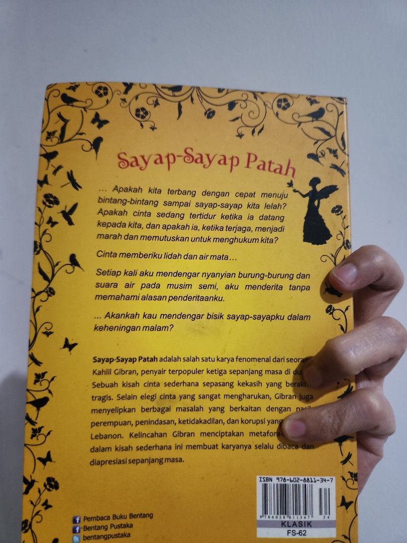 Buku Kahlil Gibran Sayap-Sayap Patah, Buku & Alat Tulis, Buku di Carousell