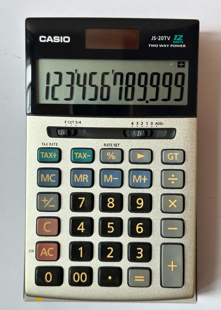 Casio JS-20TV 12 Digits Tax and Ordinary Calculator (Two Way Powered ...