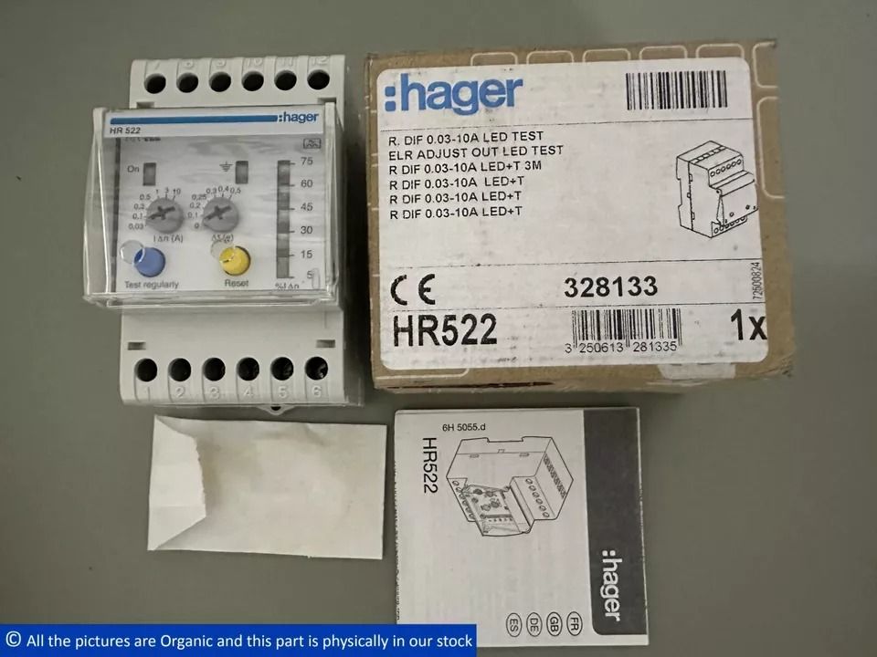 Hager HR522 ELR Earth Leakage Relay 230V 0.03–10A Time Delay 50% Led ...