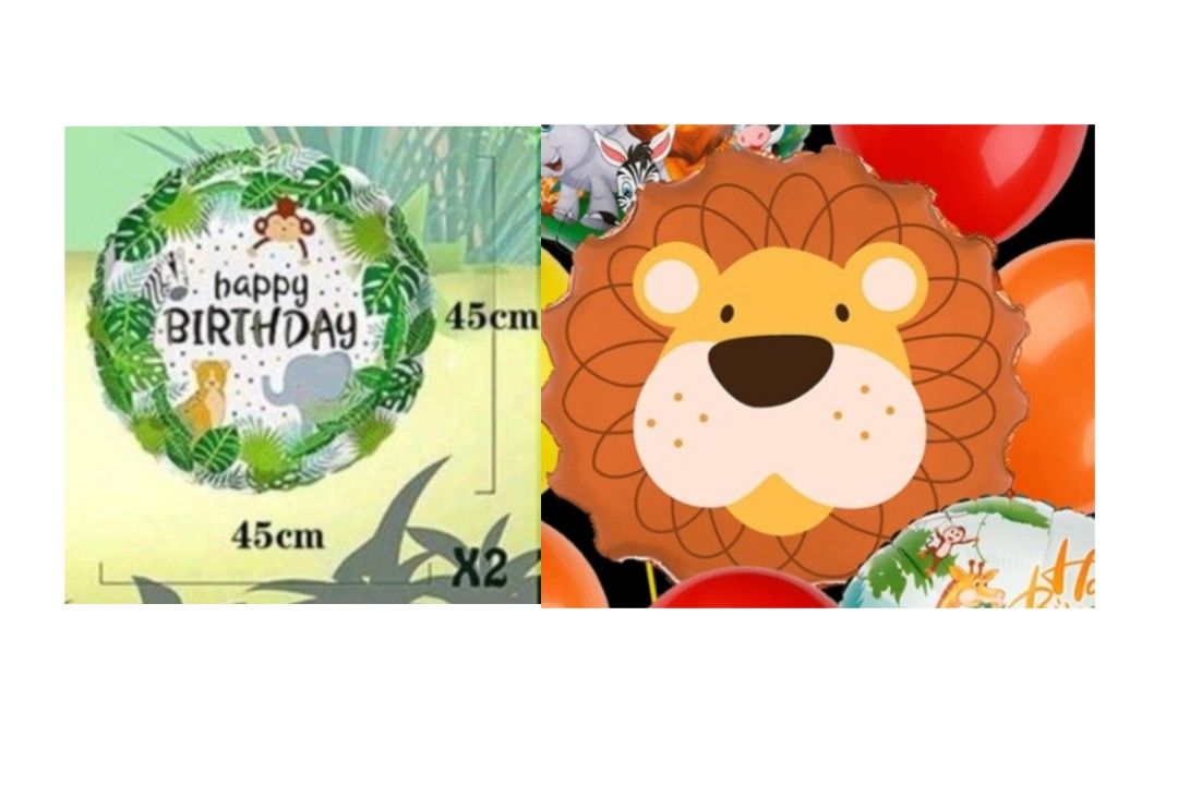 HBD HAPPY BIRTHDAY! HAPPY ANIMAL HAPPY BIRTHDAY ROUND BALLOON AND LION ...