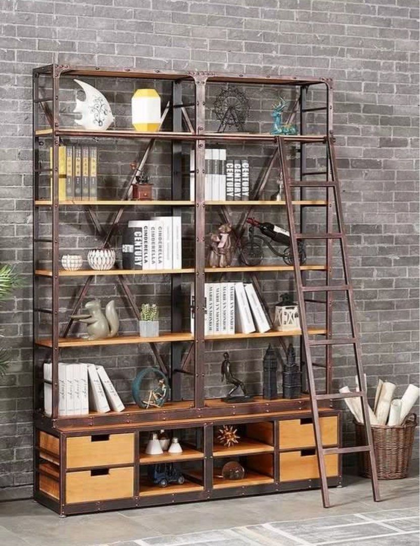 JACK Modern Industrial Solid Wood Library Shelf, Furniture & Home ...