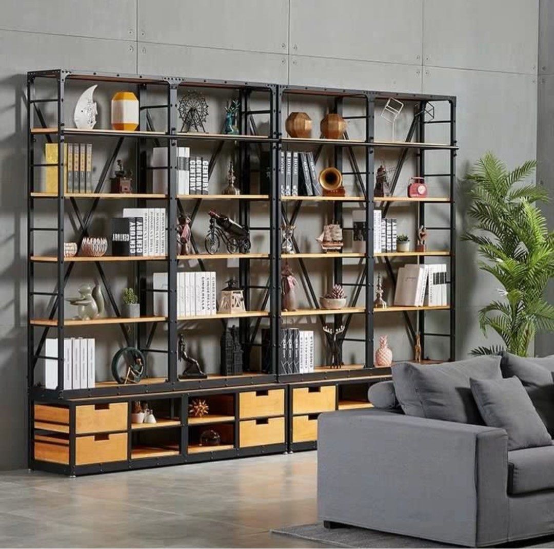 JACK Modern Industrial Solid Wood Library Shelf, Furniture & Home ...