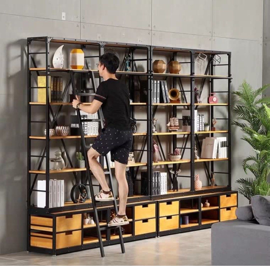 JACK Modern Industrial Solid Wood Library Shelf, Furniture & Home ...