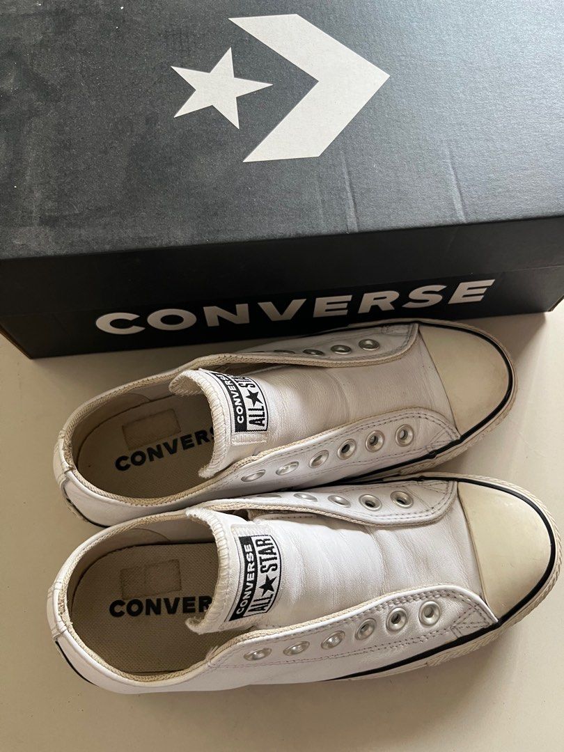 MAP Converse slip on leather, Fesyen Wanita, Sepatu di Carousell