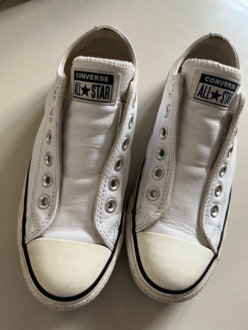 MAP Converse slip on leather, Fesyen Wanita, Sepatu di Carousell