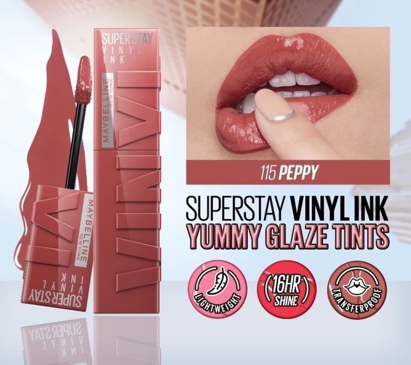 Maybelline Superstay Vinyl Ink Peppy, Beauty & Personal Care, Face ...