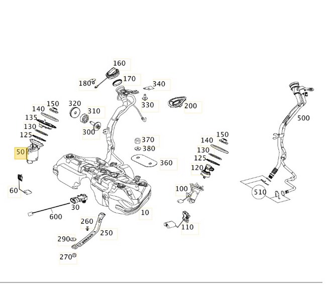 Original Mercedes A2184700094 Fuel Pump Unit For W204 Mercedes C180 CGI ...