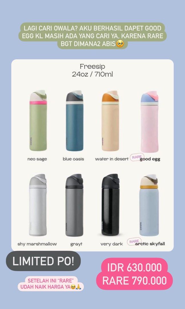 Owala Freesip 24oz Water Bottle - RARE GOOD EGG, ARCTIC SKYFALL ...