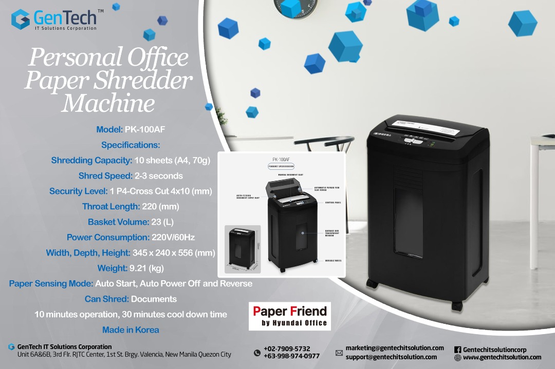 PK-100AF Paper Shredder , Computers & Tech, Office & Business ...