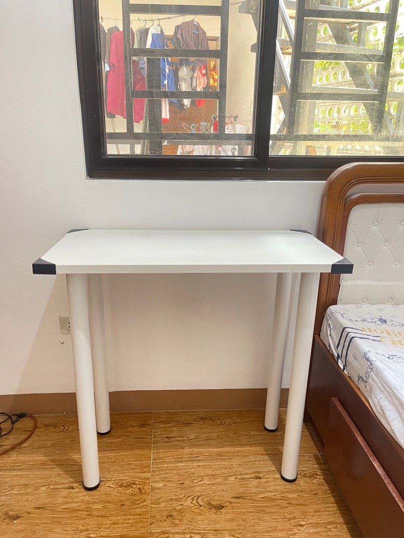 Plain White Study Table, Furniture & Home Living, Furniture, Tables ...
