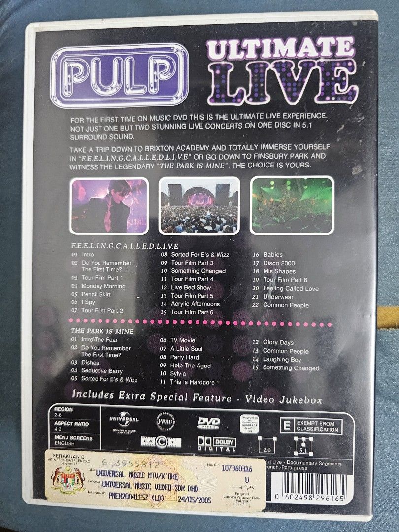 Pulp ultimate live dvd, Hobbies & Toys, Music & Media, CDs & DVDs on ...