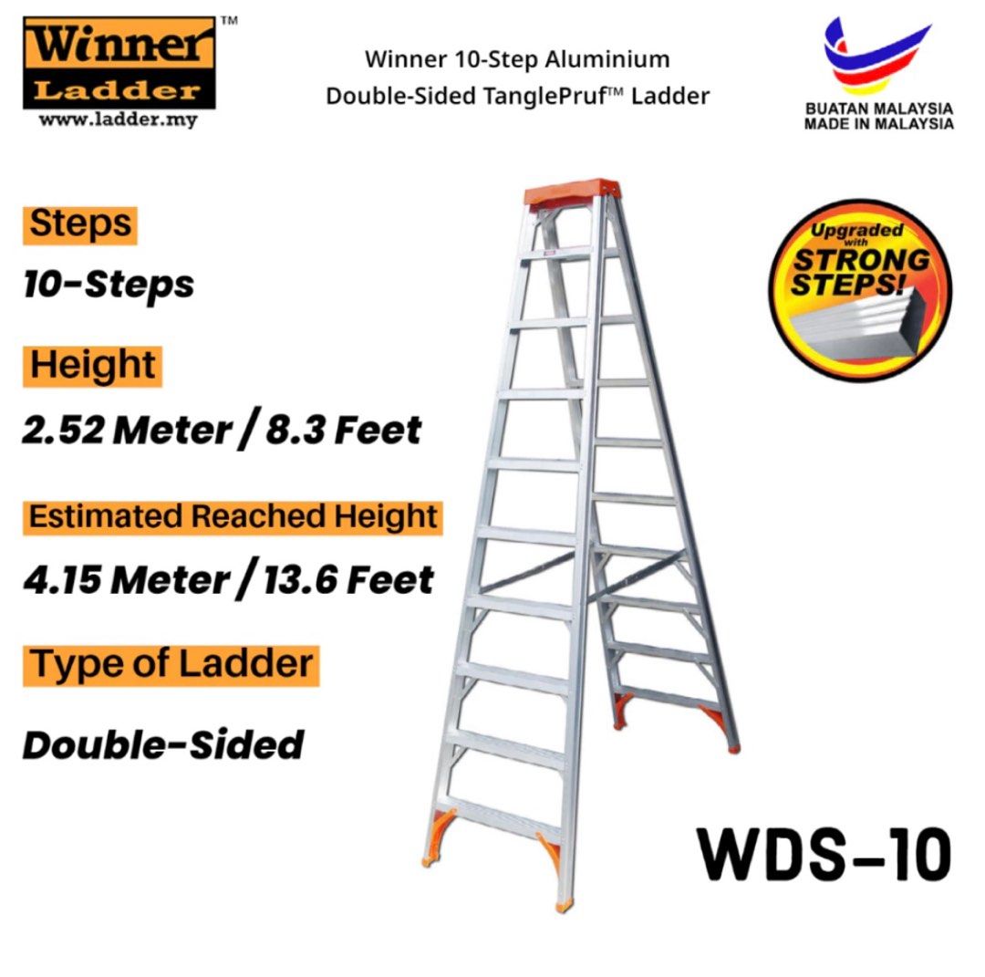 Tangga Ladder 10 step 4 meter, Furniture & Home Living, Home ...