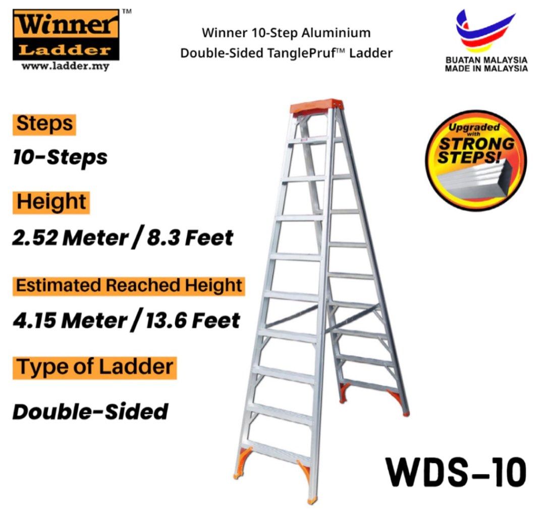 Tangga Ladder 10 step 4 meter, Furniture & Home Living, Home ...