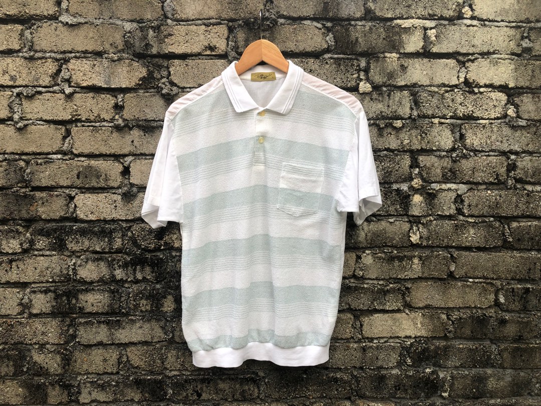 Vintage Knit Ringer Open Collar Japan, Men's Fashion, Tops & Sets ...