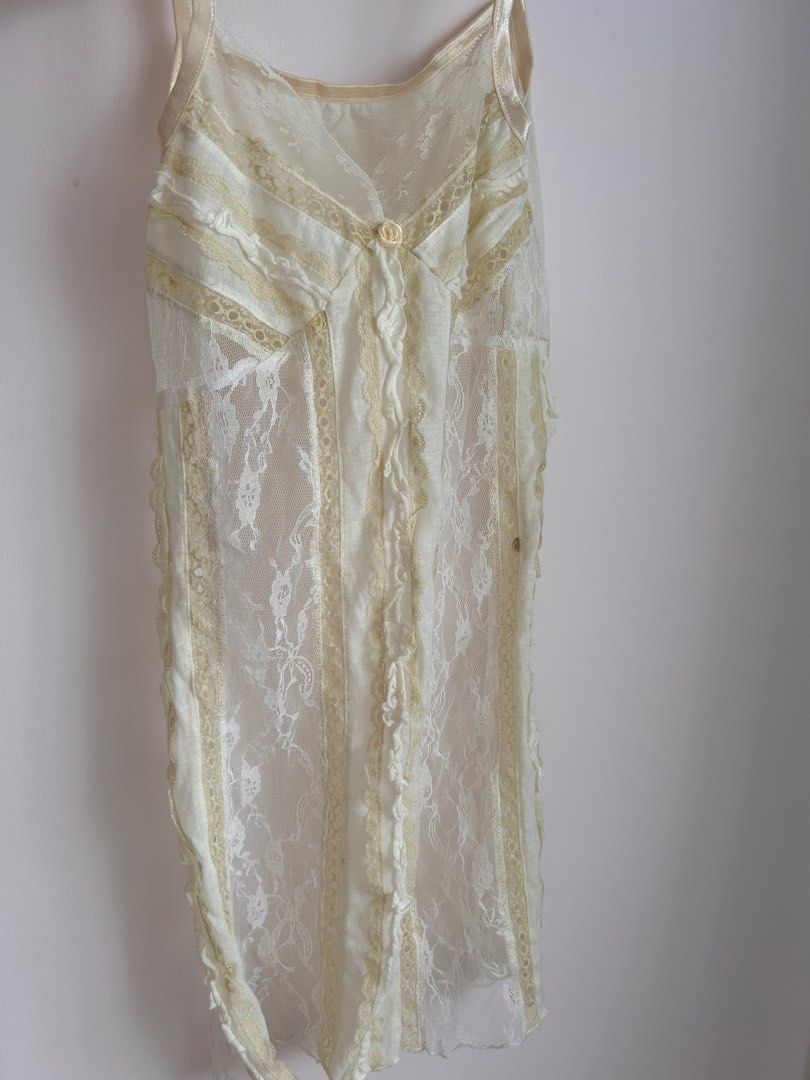 Vintage Lace Sheer Slip Dress, Women's Fashion, Dresses & Sets, Dresses ...