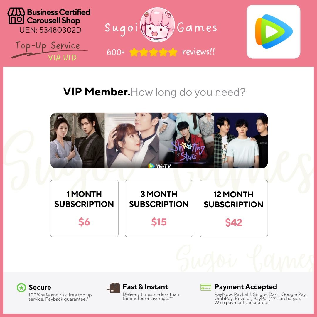 WeTv VIP | International Tencent | Gift Card | No Login |, Video Gaming ...