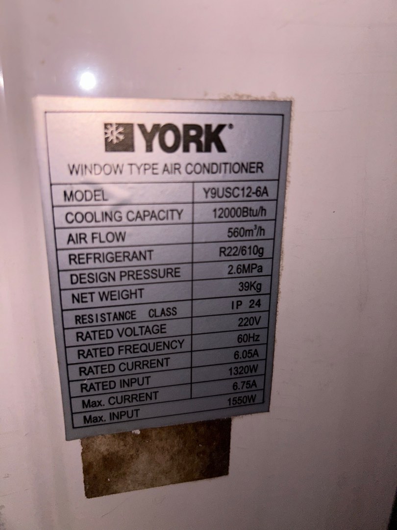 York window type AC, TV & Home Appliances, Air Conditioning and Heating ...