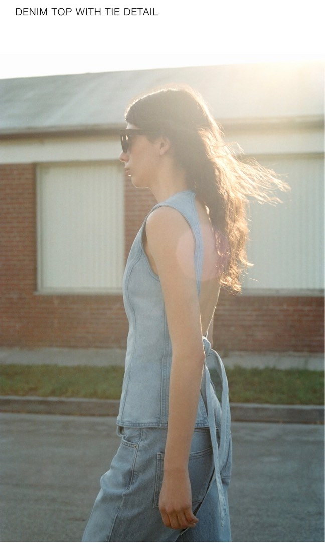 Zara denim backless top, Women's Fashion, Tops, Sleeveless on Carousell