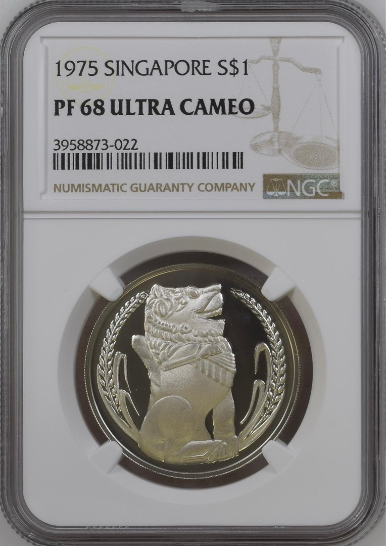 1975 Singapore Merlion $1 Silver Proof NGC PF68 Ultra Cameo, Hobbies & Toys, Memorabilia ...