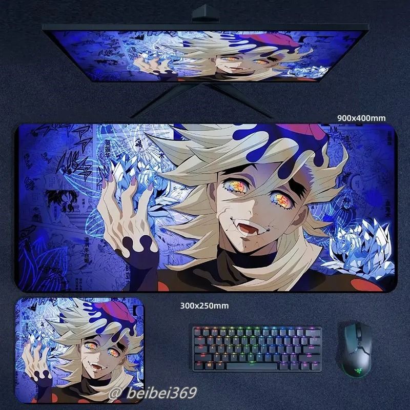 滑鼠墊 鬼滅之刃墮姬童磨猗窩座上弦系列超大訂製二次元動漫週邊鍵盤墊 書檯辦公桌墊送男女朋友同學生日禮物 Demon Slayer Daki ...