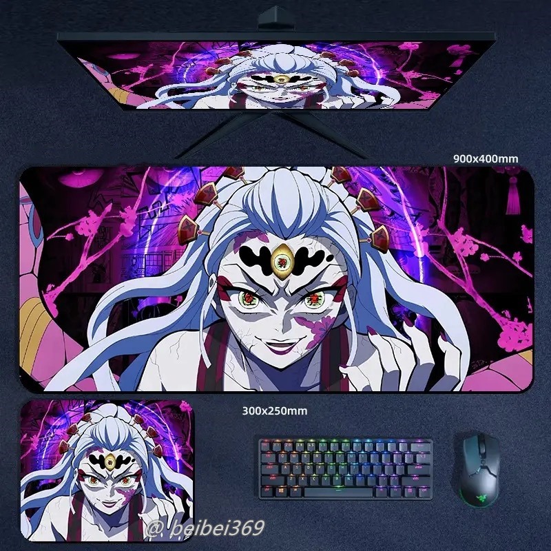 滑鼠墊 鬼滅之刃墮姬童磨猗窩座上弦系列超大訂製二次元動漫週邊鍵盤墊 書檯辦公桌墊送男女朋友同學生日禮物 Demon Slayer Daki ...