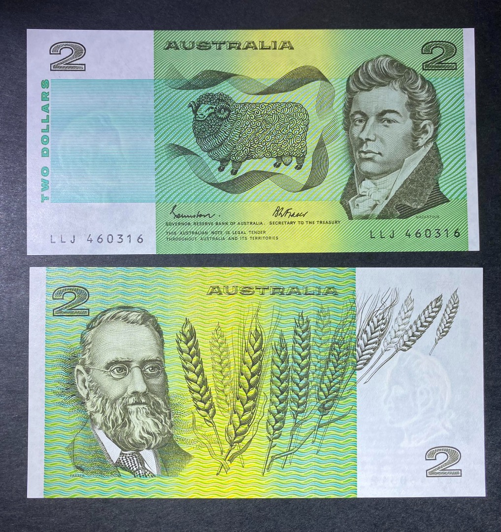 澳洲 Australia 2 Dollars (1974-1985 ohn Macarthur Version) UNC 100% news ...
