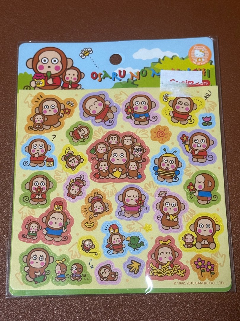全新 Sanrio Monkichi Stickers 馬騮仔 貼紙, 傢俬＆家居, 家居裝飾, 牆上裝飾 - Carousell