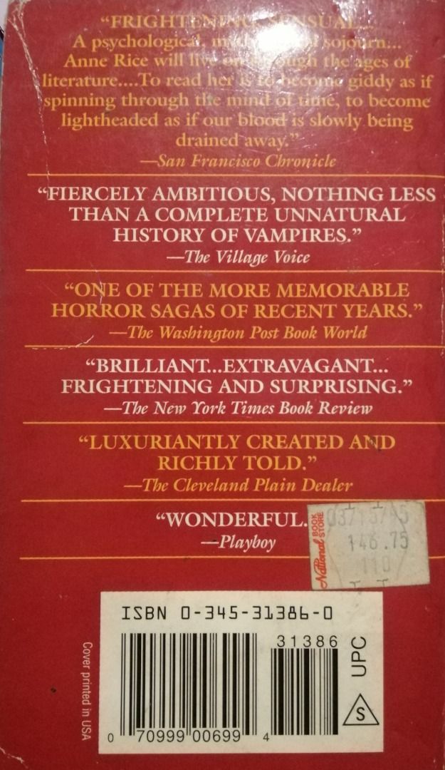 Anne Rice the Vampire Lestat Book II of the Vampire Chronicles, Hobbies ...