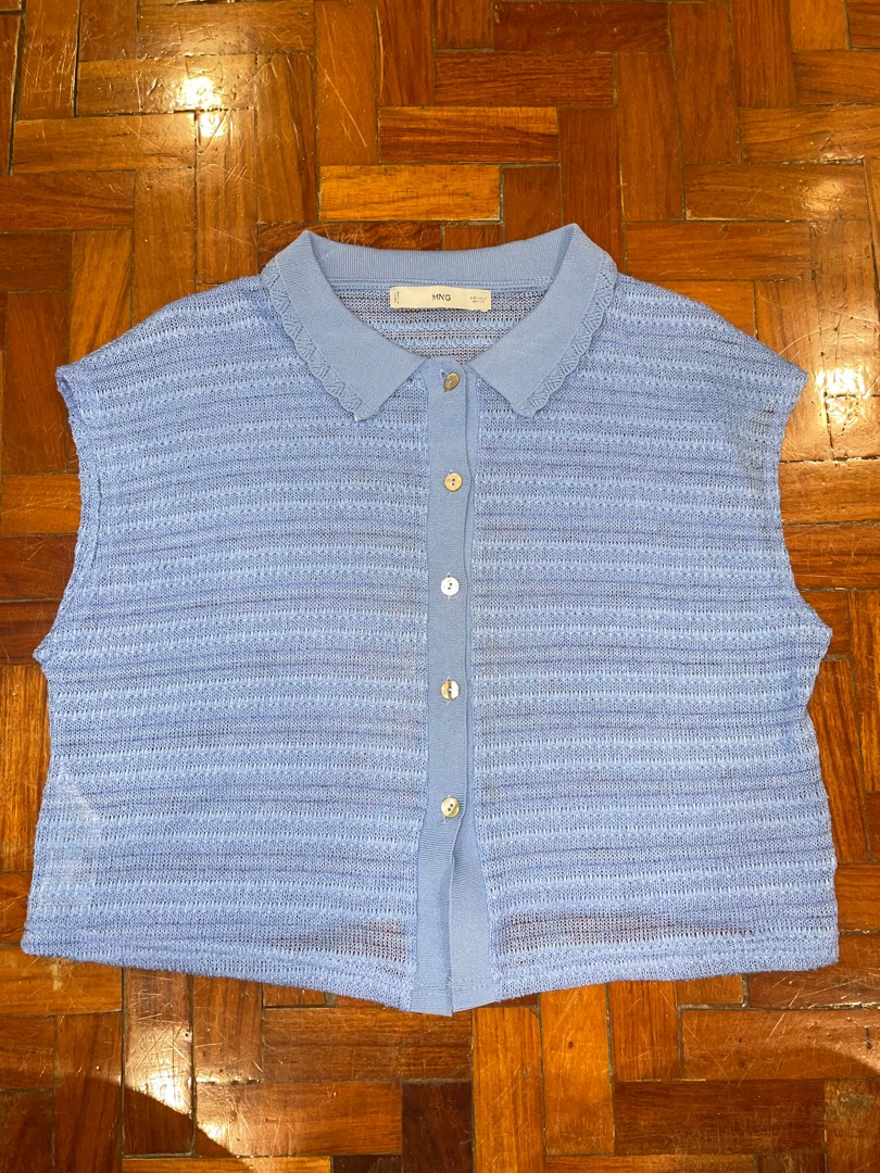 Authentic Mango Blue Knitted Top, Women's Fashion, Tops, Blouses on ...