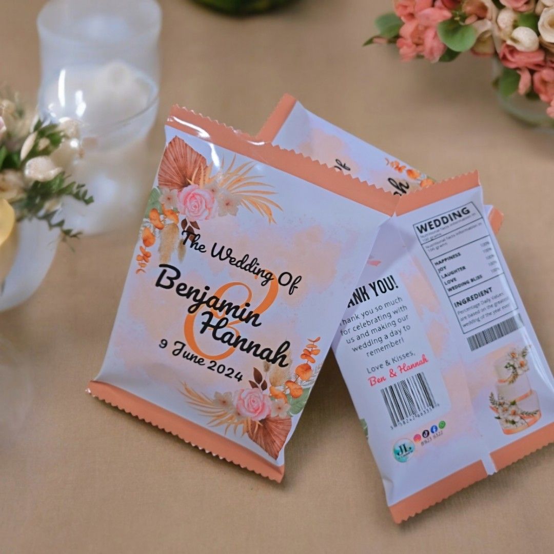 Customised chips bag or goodie bag, wedding favors, Food & Drinks, Gift ...
