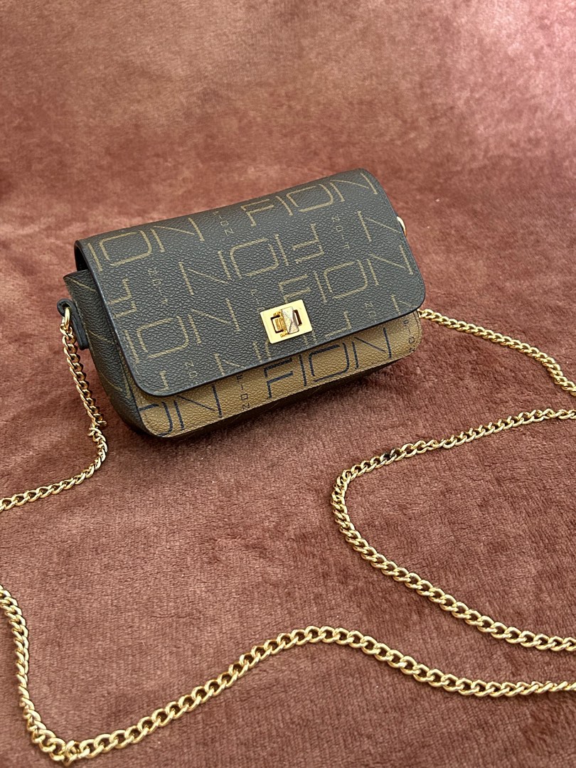 Fion Monogram Leather Flap Bag, Women's Fashion, Bags & Wallets, Cross ...