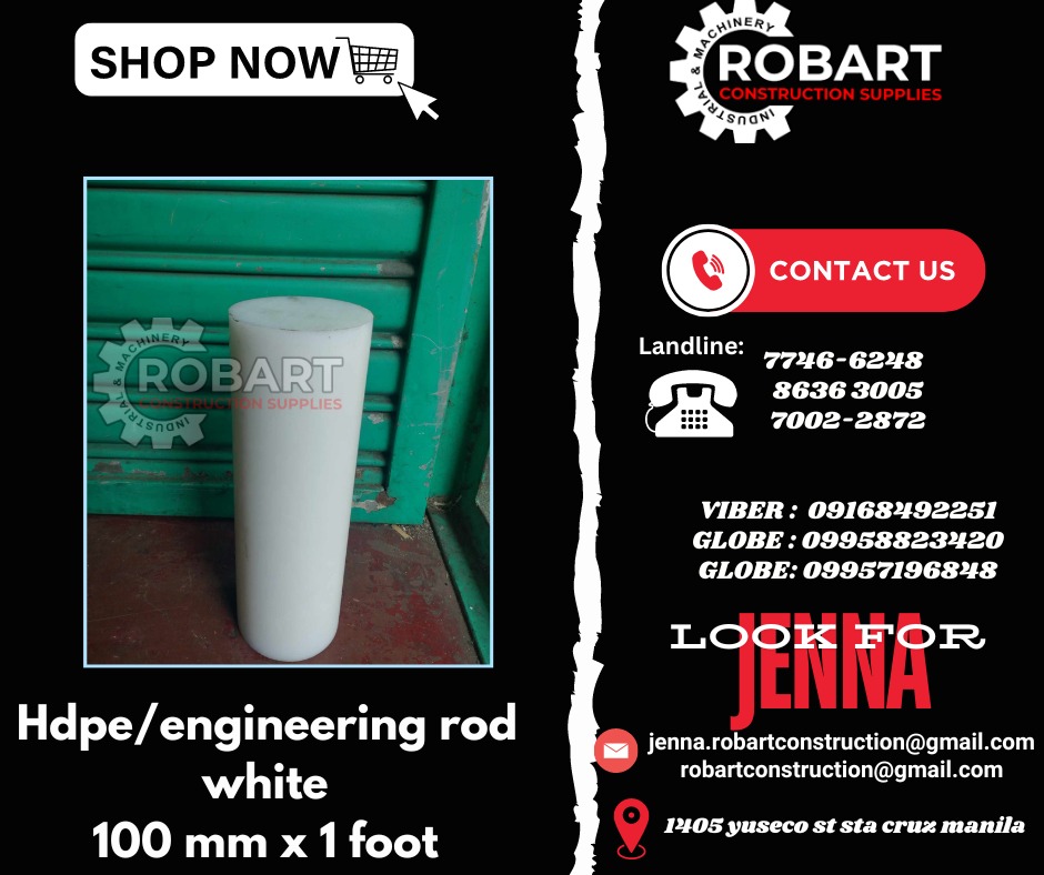 Hdpe/engineering rod white 100 mm x 1 foot, Commercial & Industrial ...