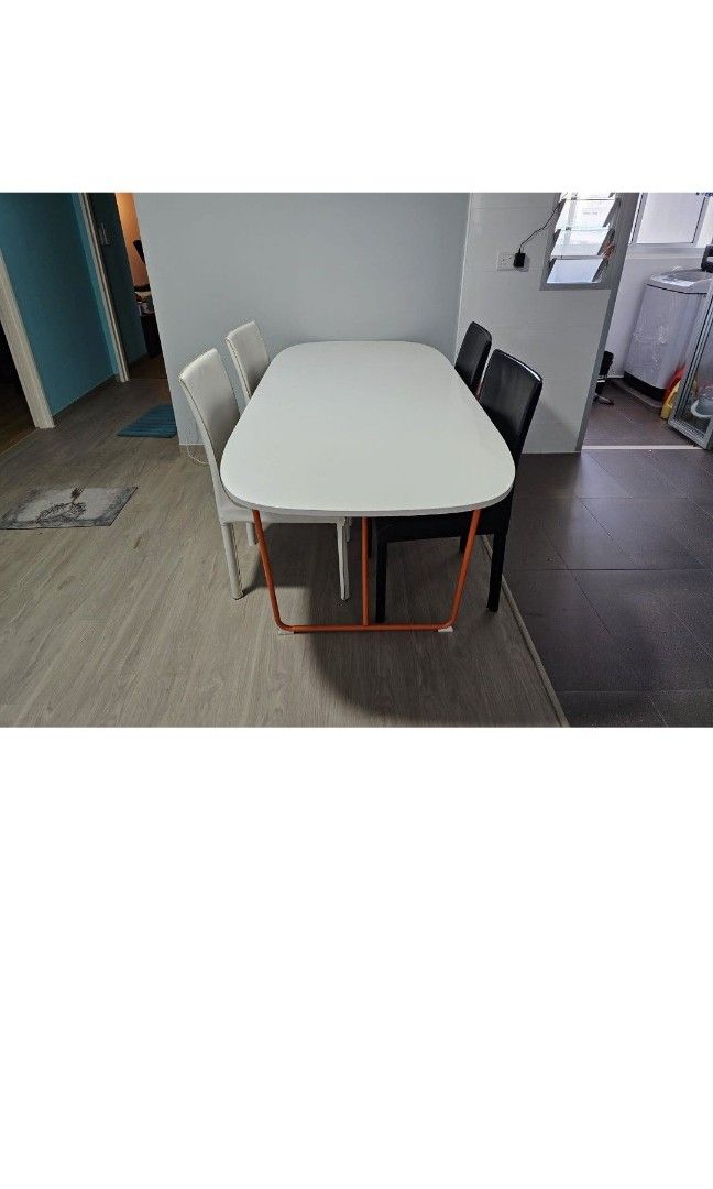 IKEA RYDEBACK Dining Table White Top with Orange Legs