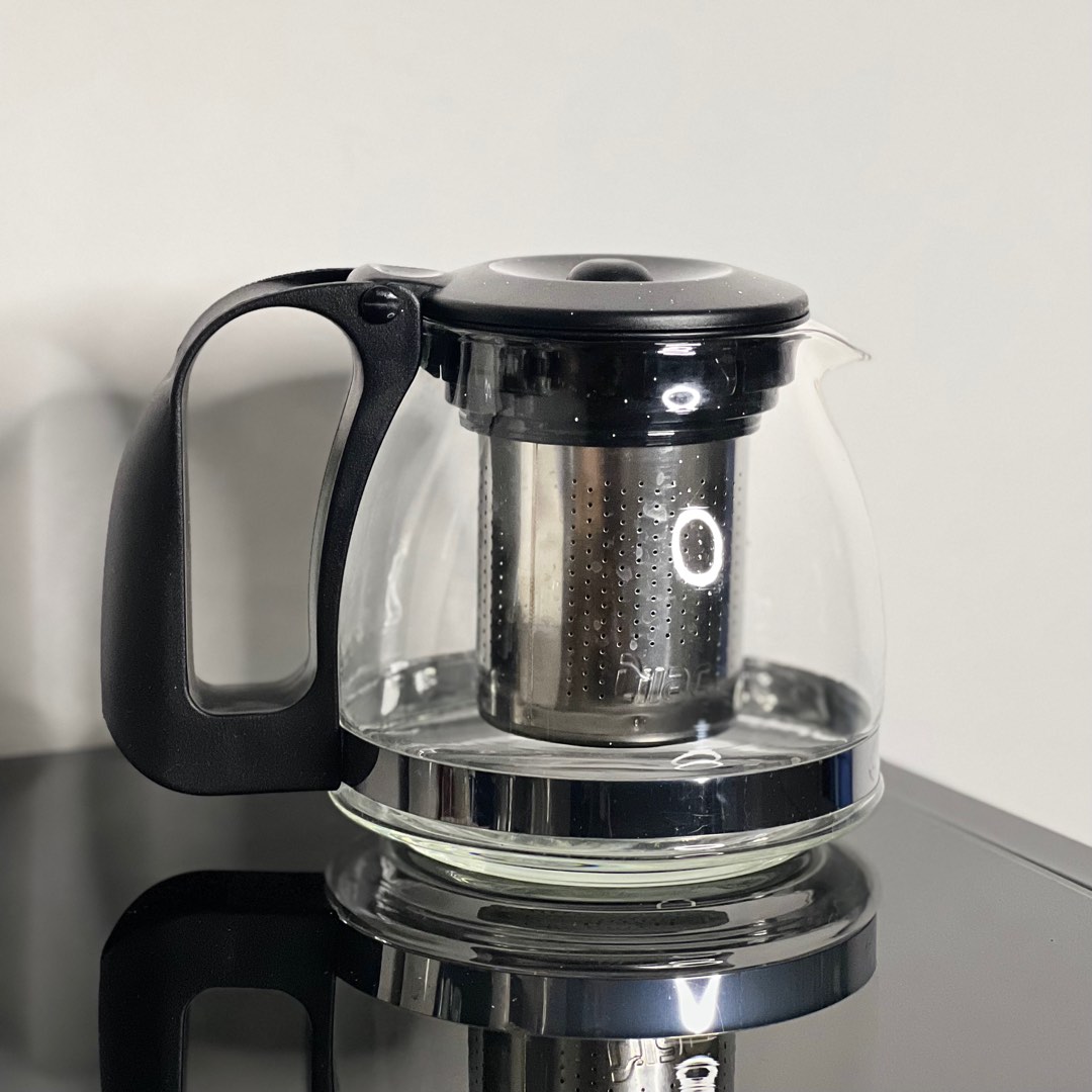 IZUMI Glass Tea Coffee Pot with Strainer - Black, Furniture & Home ...