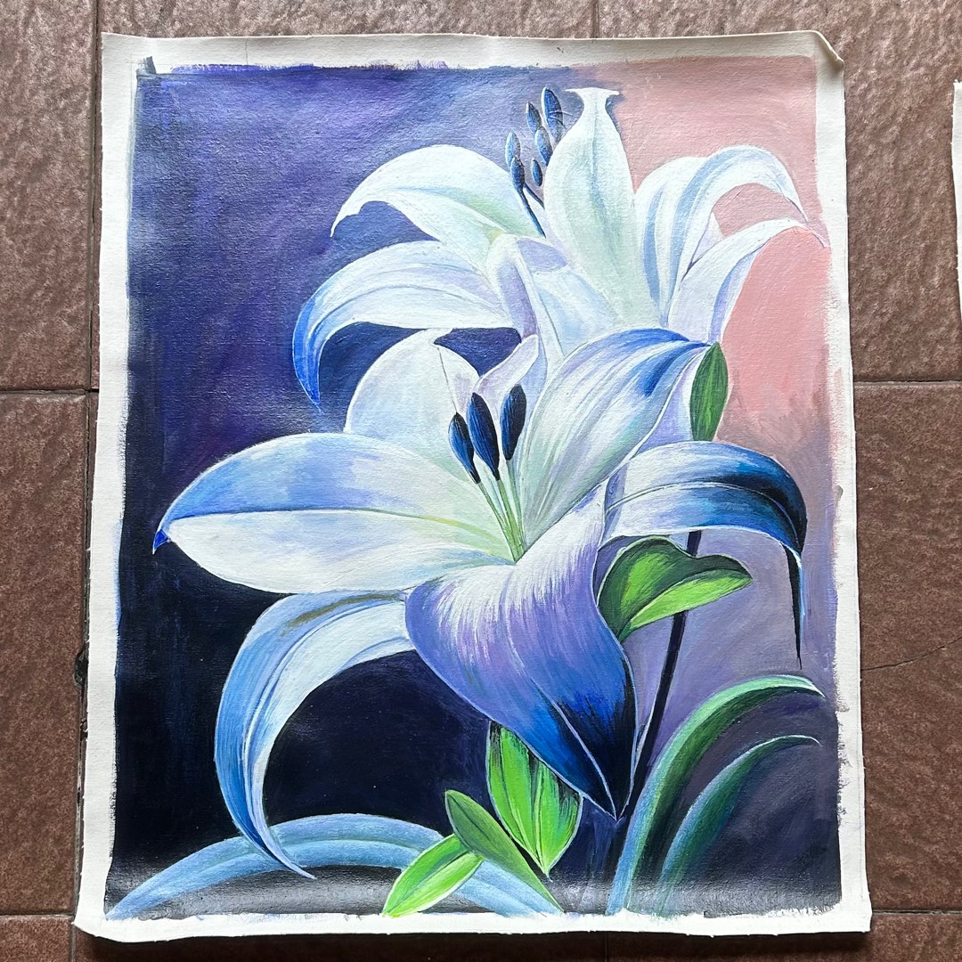 Lukisan Bunga ( BISA REQUEST PAKAI PIGURA, Desain & Kerajinan Tangan ...