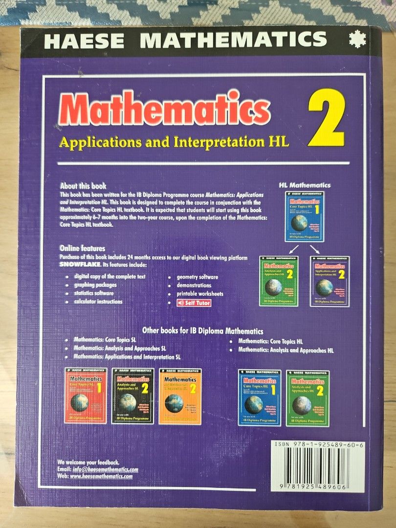 Mathematics Applications And Interpretation Hl 2 Haese Mathematics Ib Diploma Programme